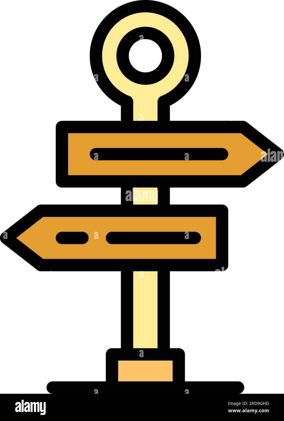 Travel indicator icon outline vector. Road direction. Board arrow color flat Stock Vector Image ...