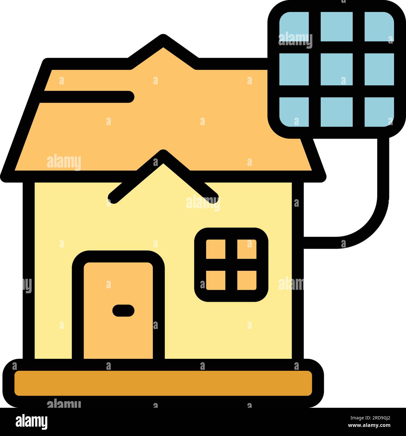 House solar panel icon outline vector. Sun energy. Roof system color ...
