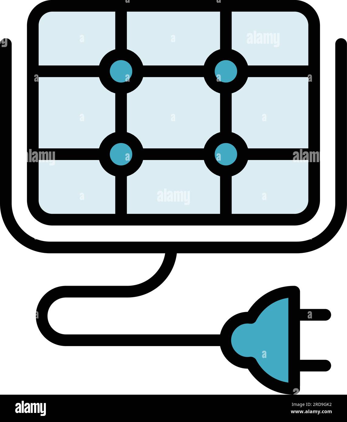 Solar panel plug icon outline vector. House energy. Sun power color ...