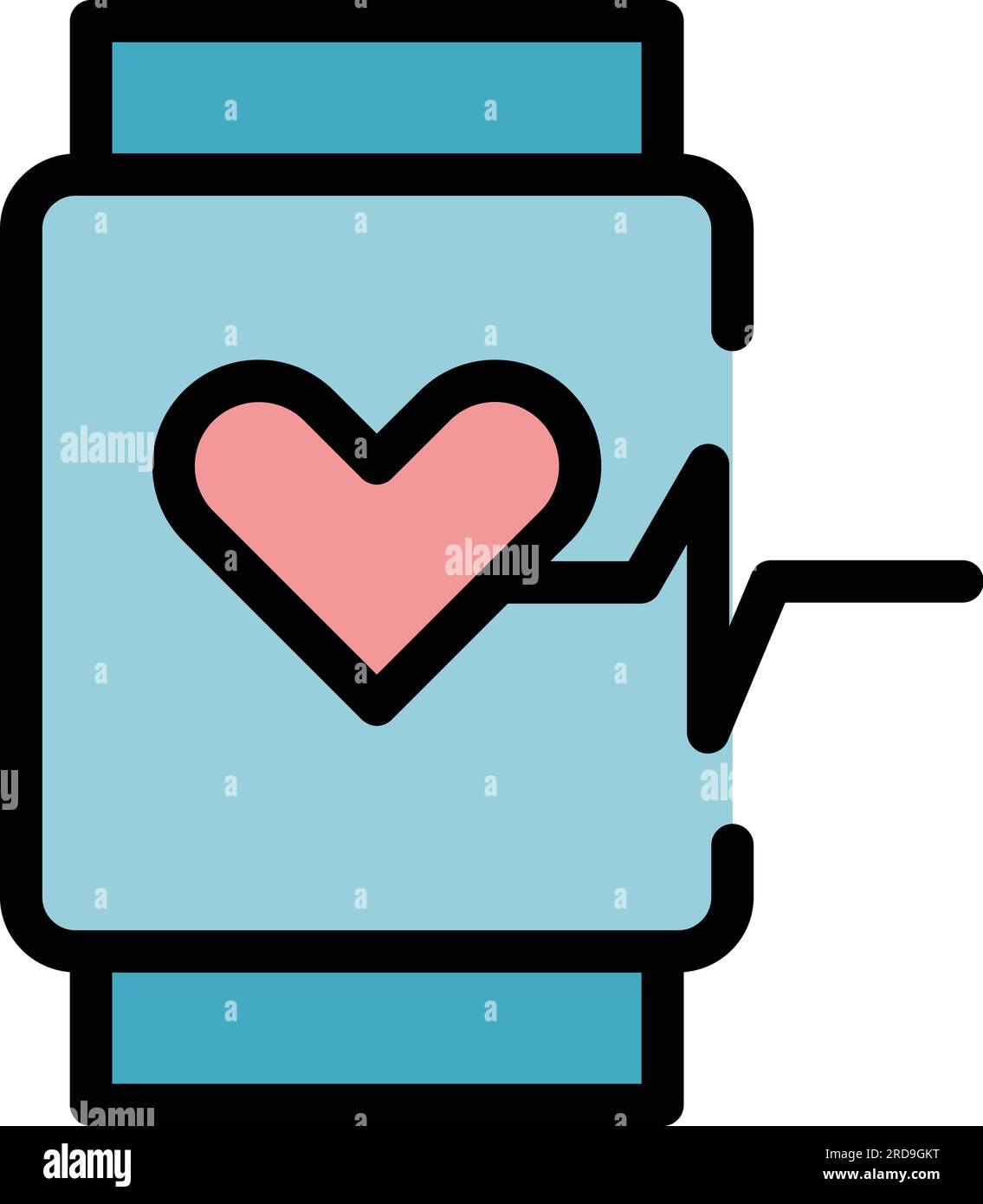 Watch heart rate icon outline vector. Smart monitor. Sport health color ...