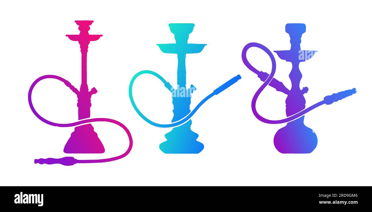 Shisha, hookah set gradient silhouette. Vector hookah illustration ...