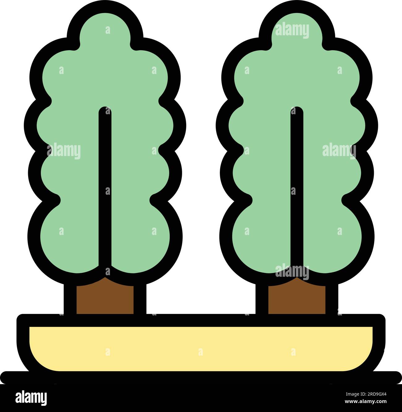 Garden boxwood icon outline vector. Plant hedge. Pot bush color flat ...