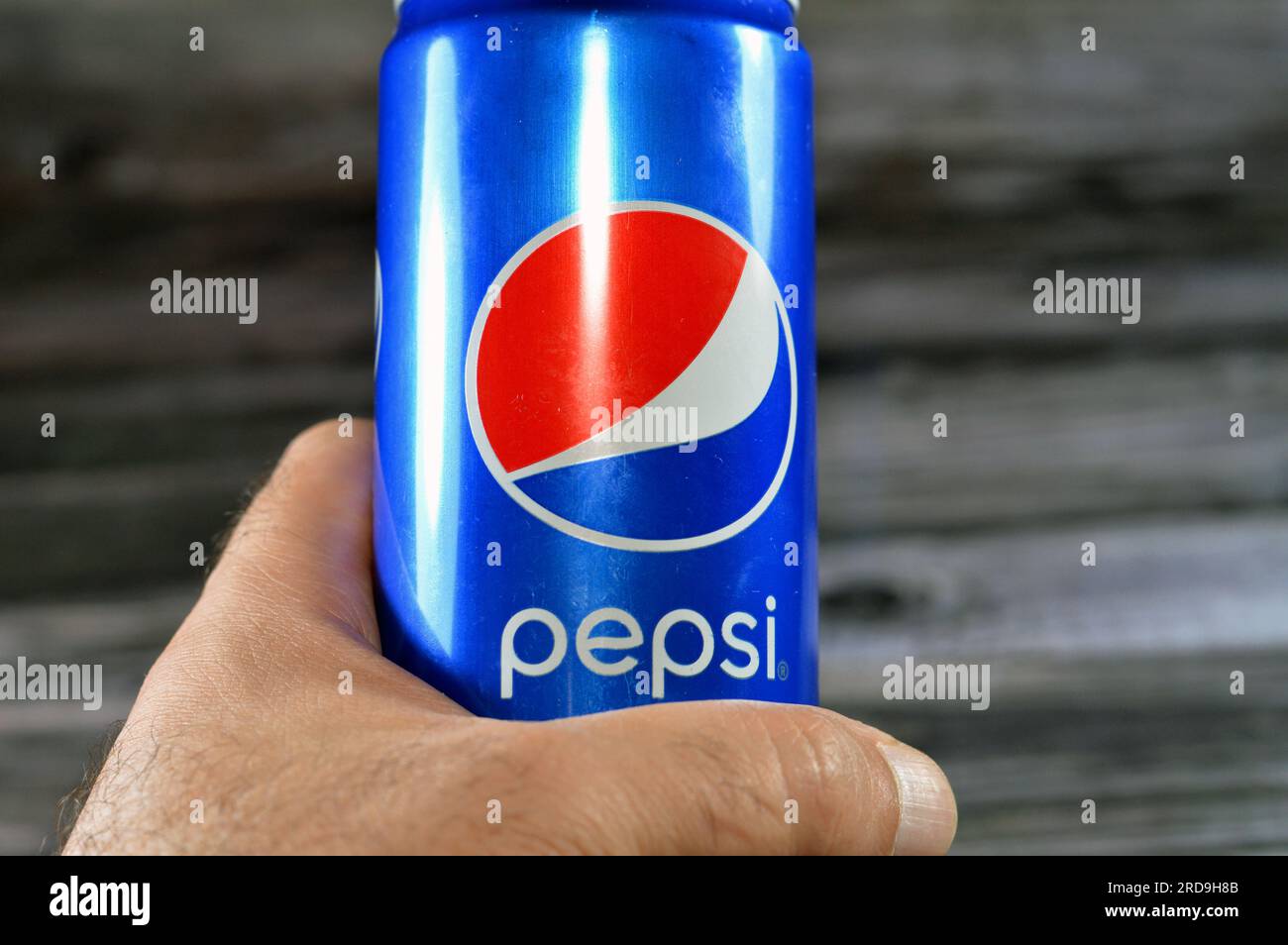 Cairo, Egypt, June 24 2023: Pepsi can, a Cola flavor plastic bottle, a ...