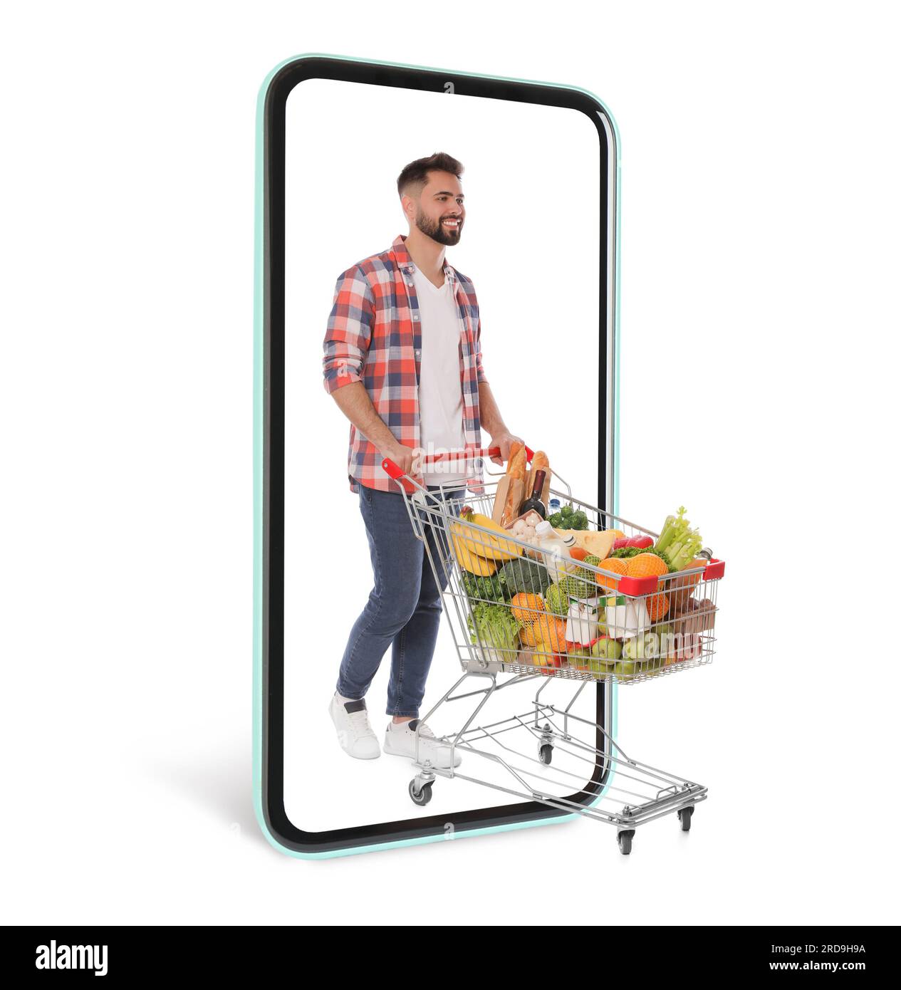 Man on big phone Cut Out Stock Images & Pictures - Alamy