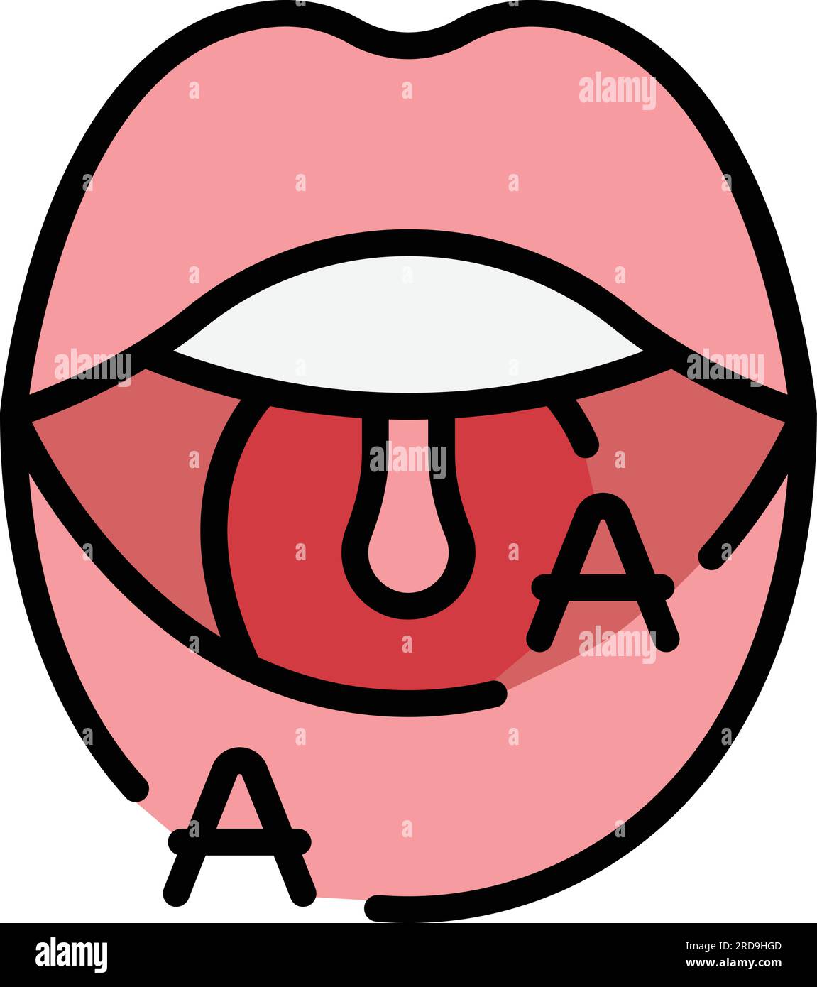 Letter animation icon outline vector. Mouth expression. Lip sync color ...