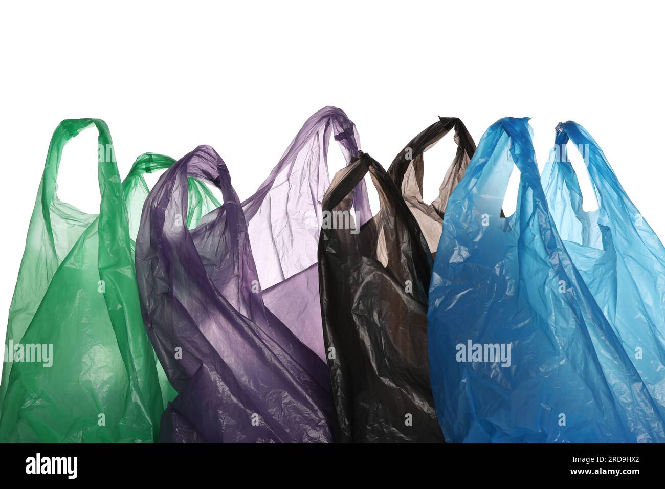 Many different plastic bags on white background Stock Photo - Alamy