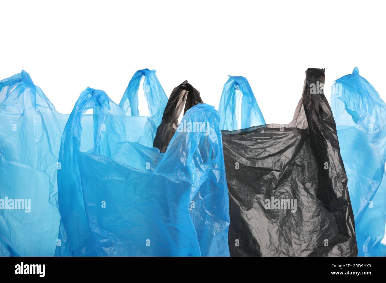 Many different plastic bags on white background Stock Photo - Alamy