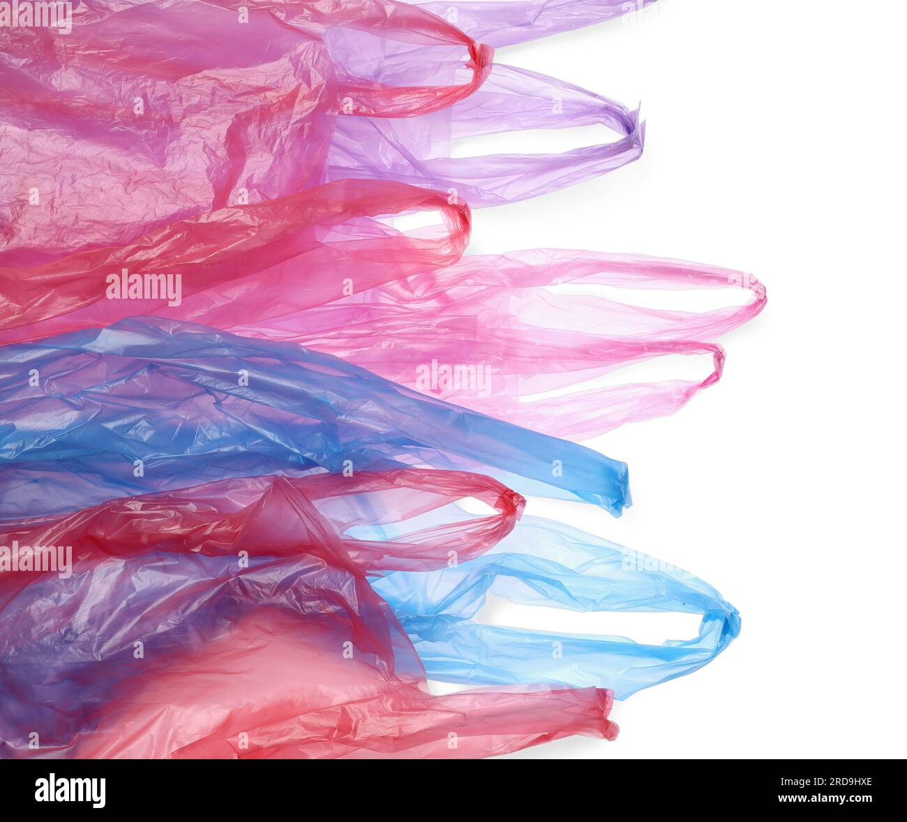 Many different plastic bags on white background Stock Photo - Alamy