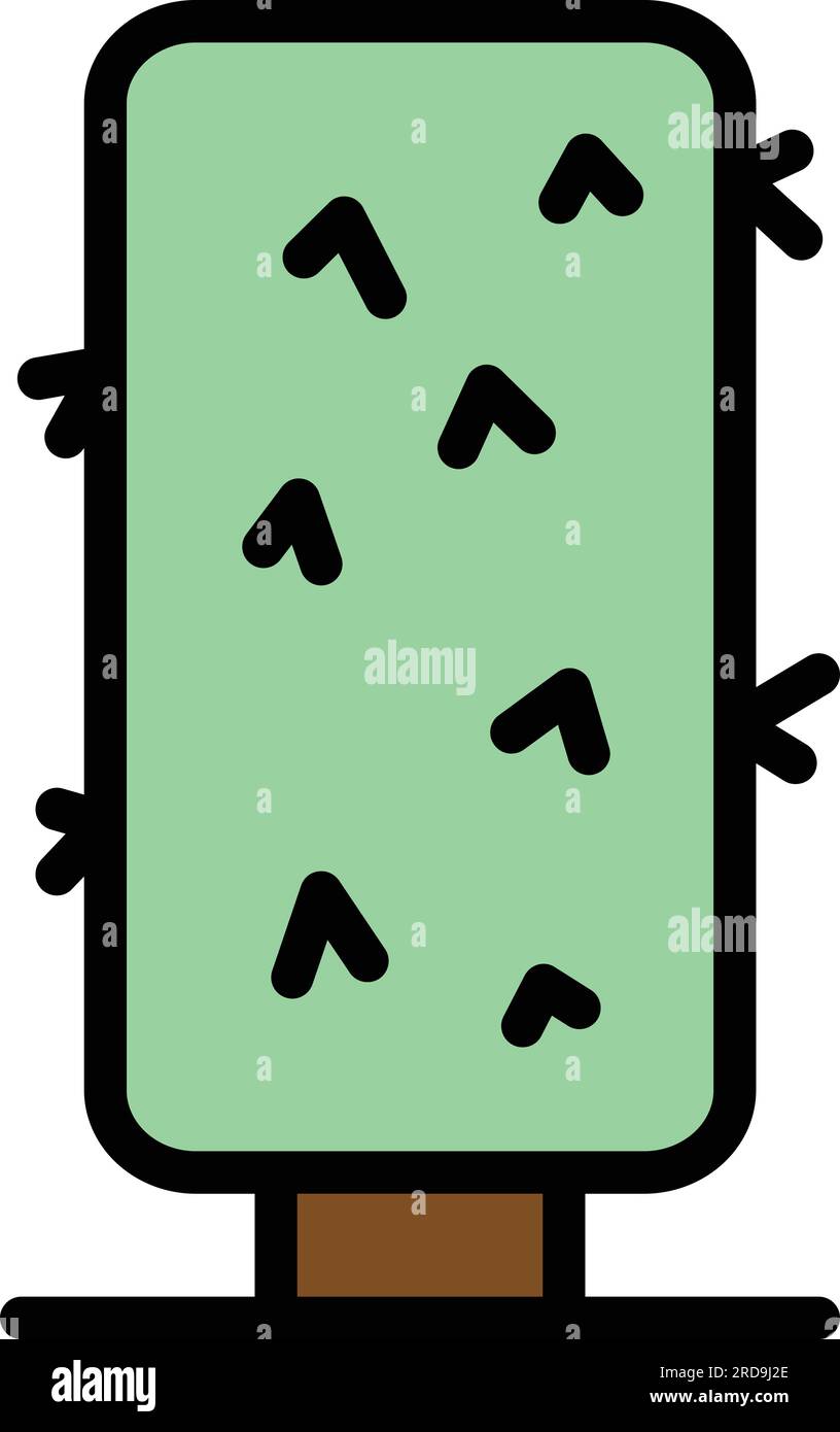 Bush trimming icon outline vector. Plant hedge. Trim tree color flat ...