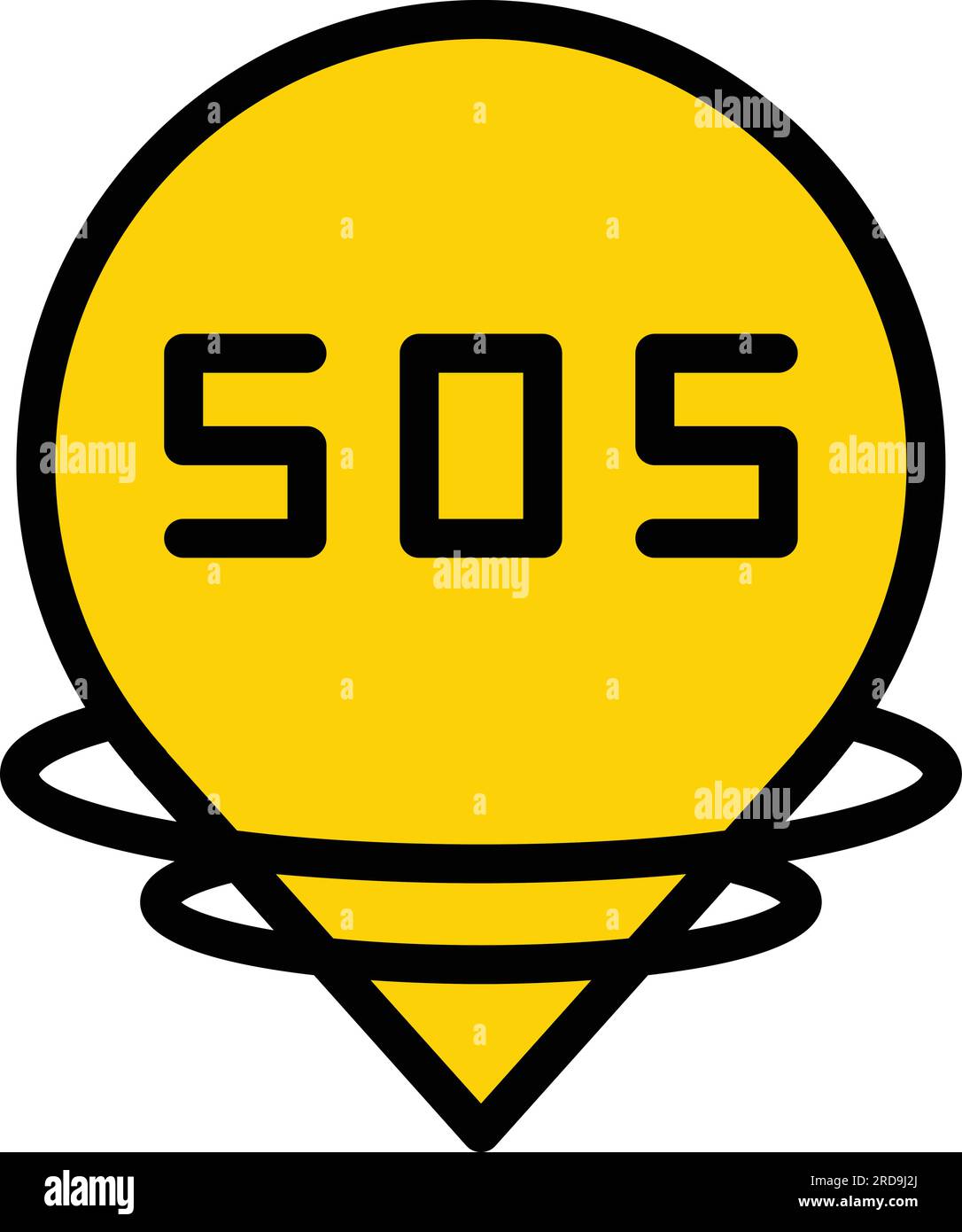 Sos location icon outline vector. Emergency call. Help alert color flat ...