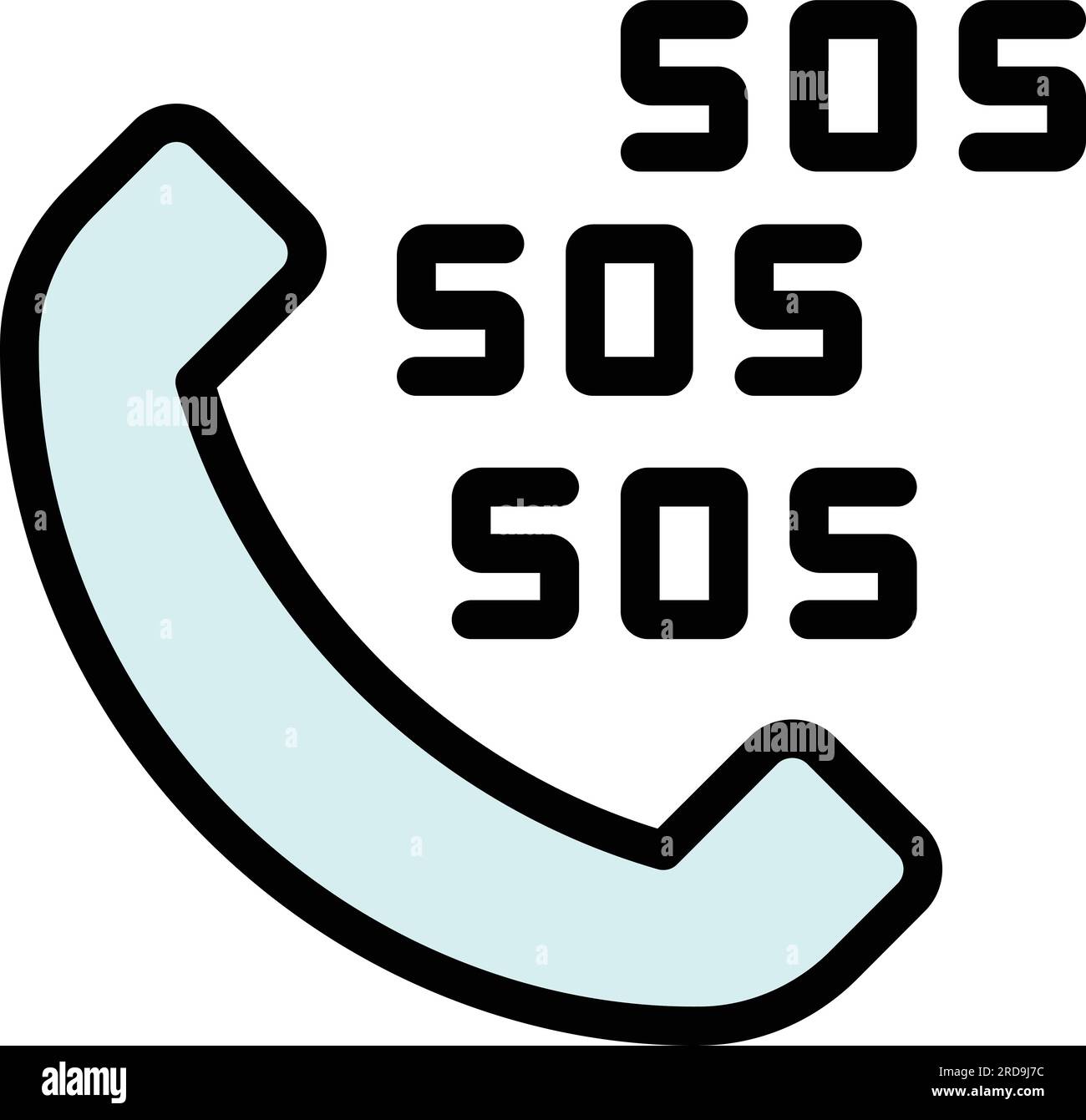 Sos call safety icon outline vector. Phone bell. Risk crisis color flat ...