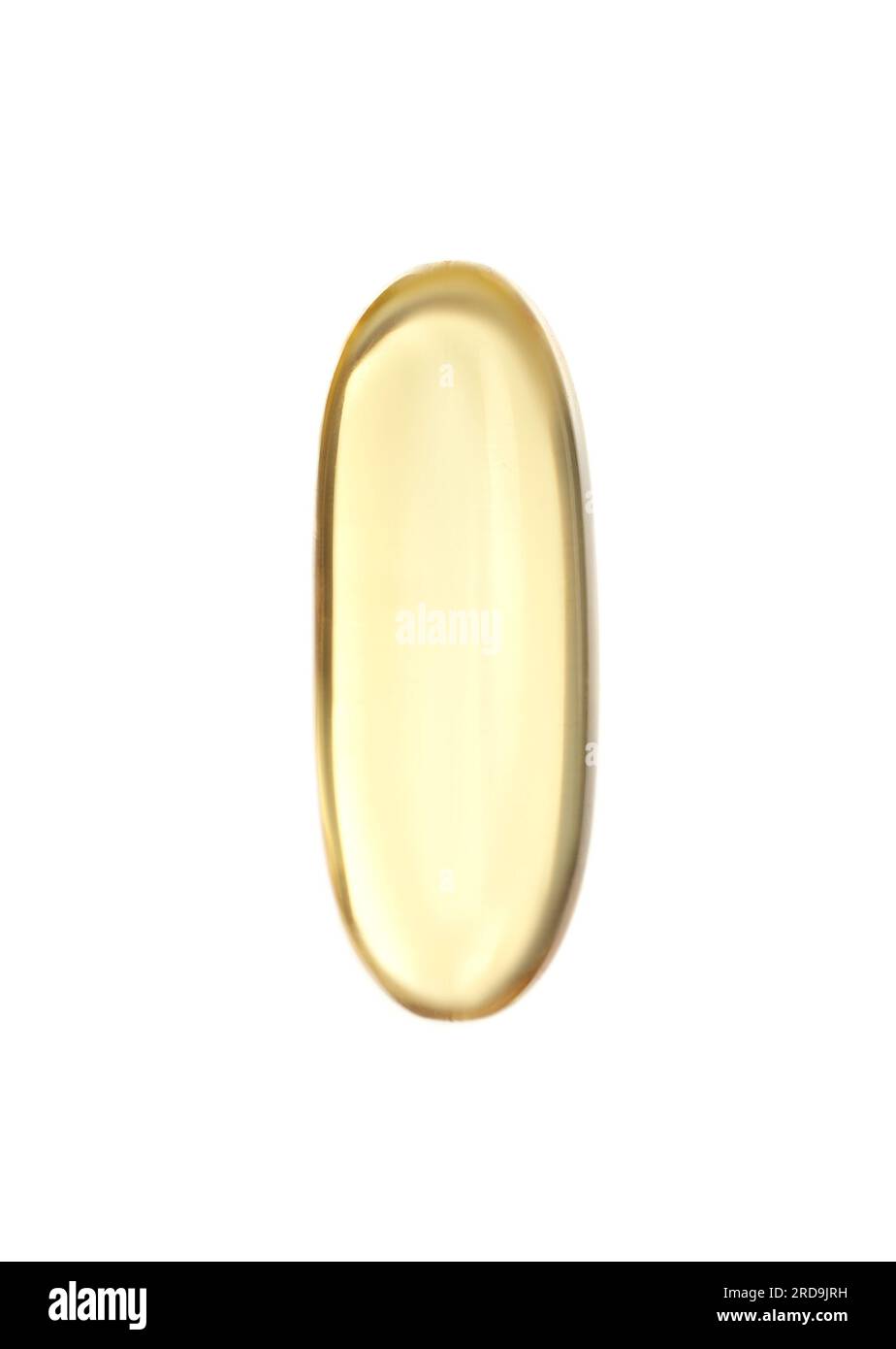 One yellow pill isolated on white. Medicinal treatment Stock Photo - Alamy