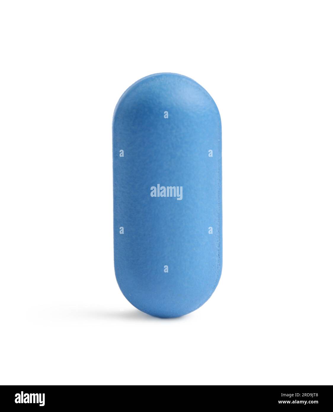 One blue pill on white background. Medicinal treatment Stock Photo - Alamy