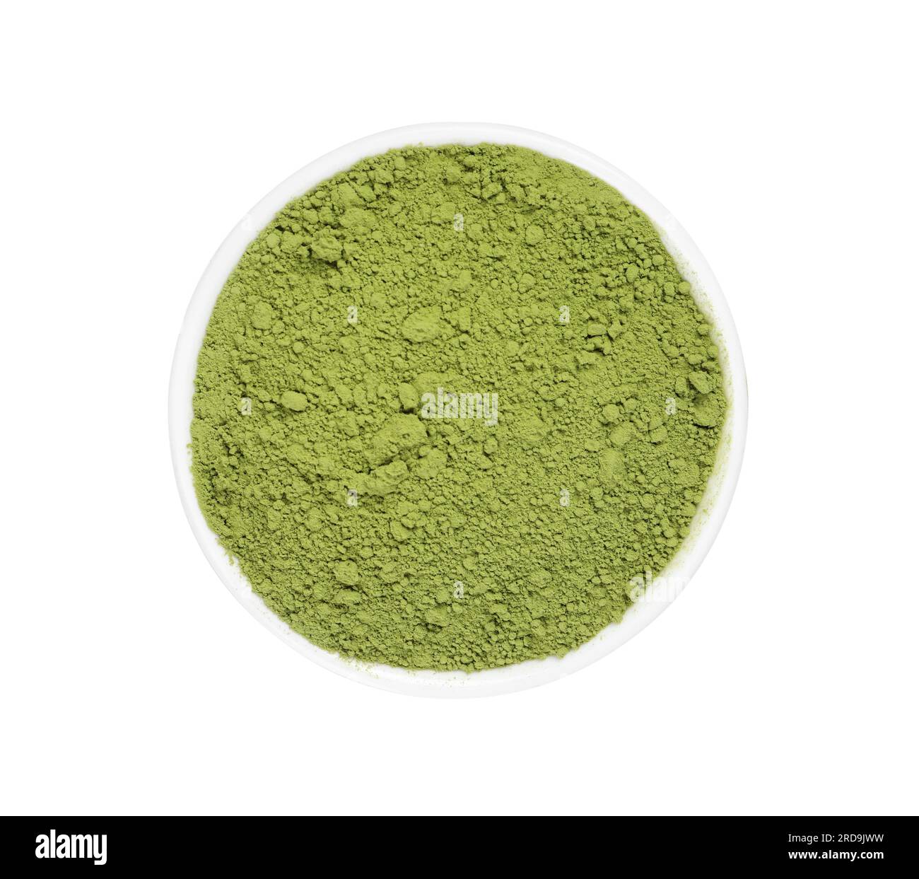 Bowl of matcha powder isolated on white, top view Stock Photo - Alamy