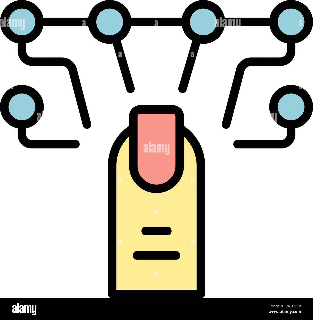 Finger Sensory Icon Outline Vector Cognitive Process Health Information Color Flat Stock