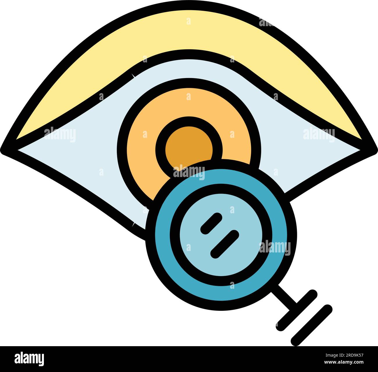 Optic eye icon outline vector. Visual process. Sensory perception color ...