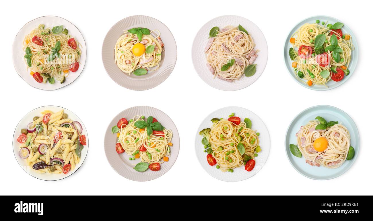 Set food dishes pasta Cut Out Stock Images & Pictures - Alamy
