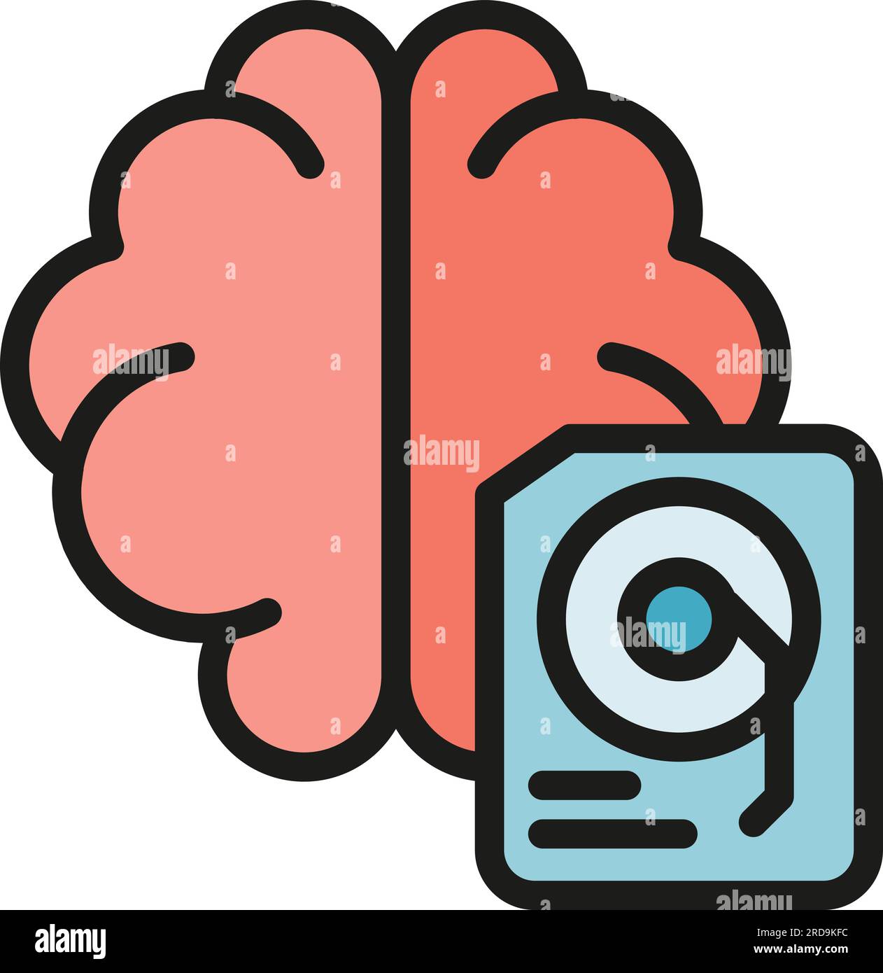 Brain drive icon outline vector. Mind cloud. Storage memory color flat ...