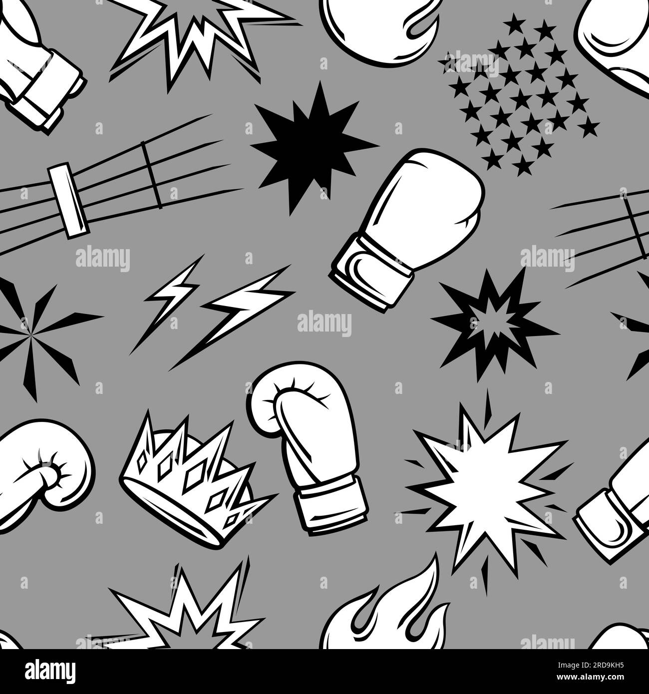 Pattern with boxing items. Box club illustration. Sport background in ...