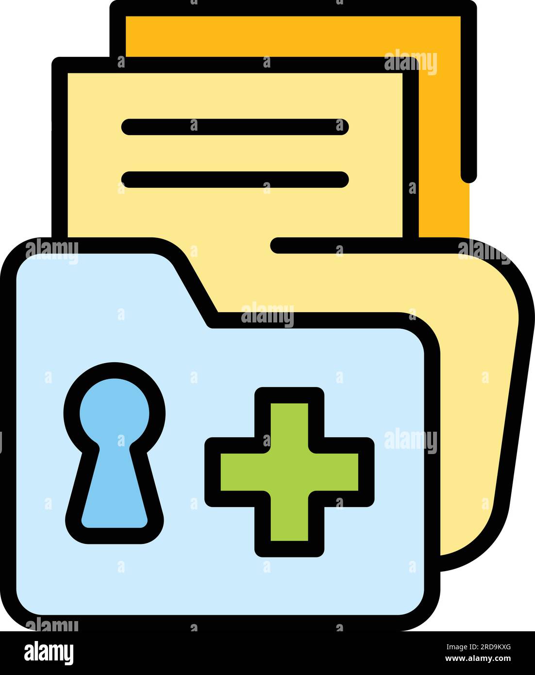 Locked folder icon outline vector. File lock. Confidential archive ...
