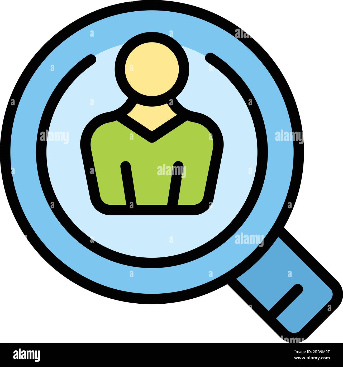 Magnifying client icon outline vector. Customer people. Find audience ...