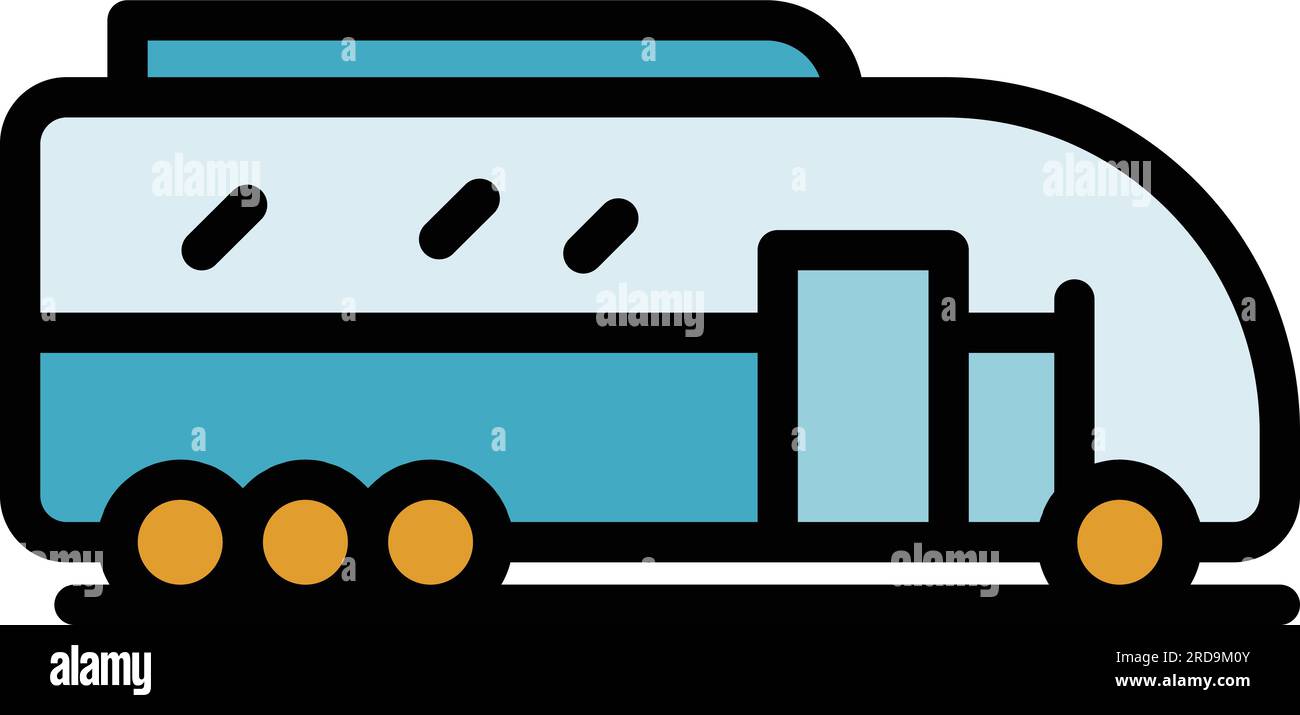 Trip bus icon outline vector. Tourist travel. Trasport tour color flat ...