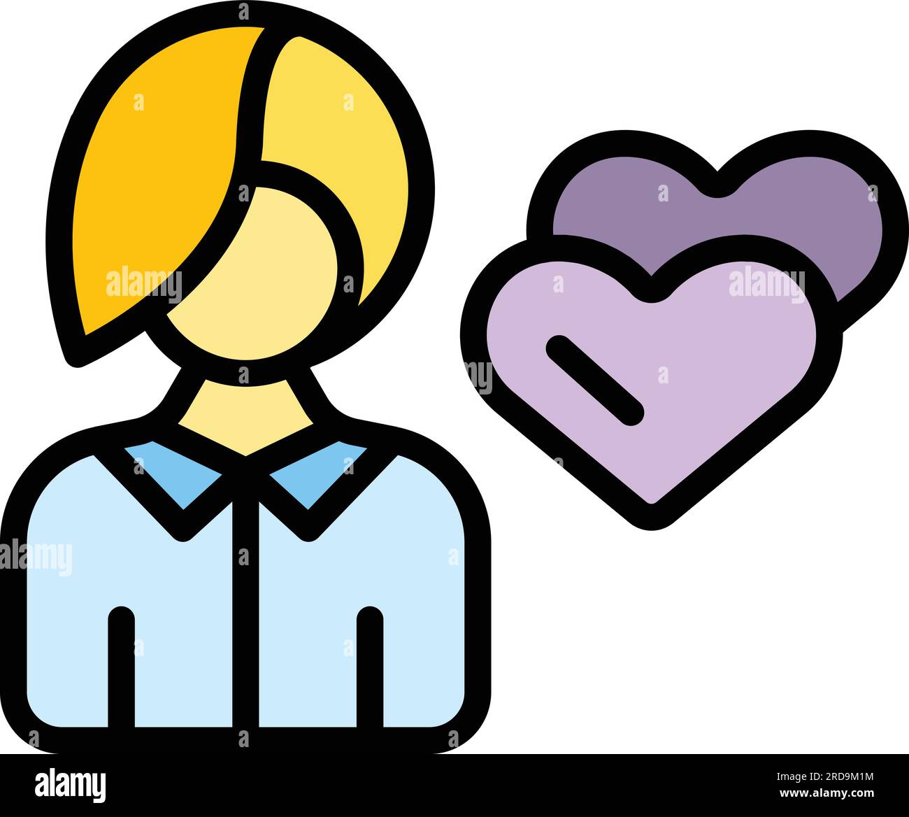 Customer love icon outline vector. Client heart. People support color ...