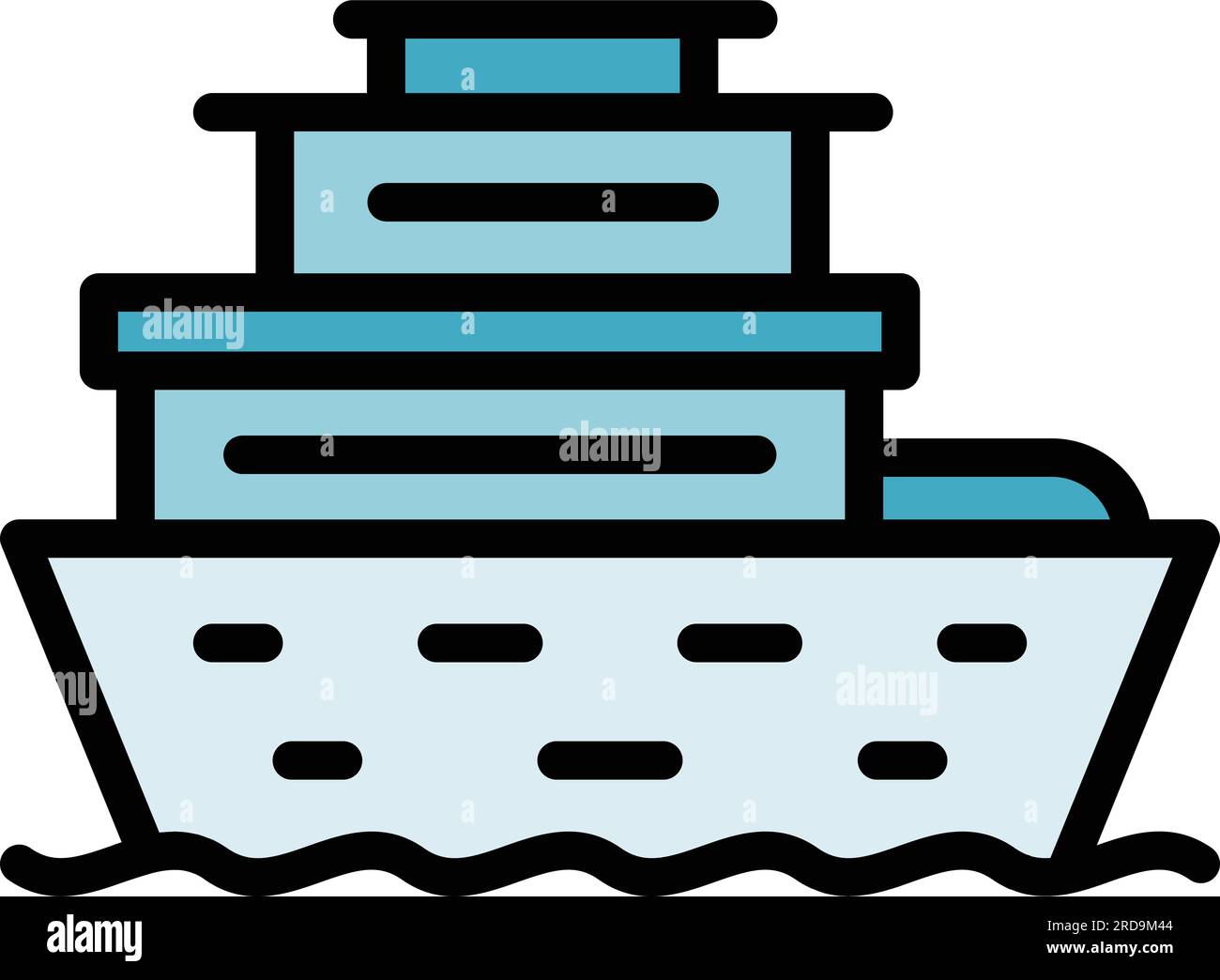 Cruise ship icon outline vector. Sea boat. Marine travel color flat ...