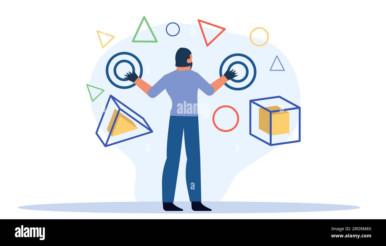 Vector game tech VR virtual reality technology illustration digital ...