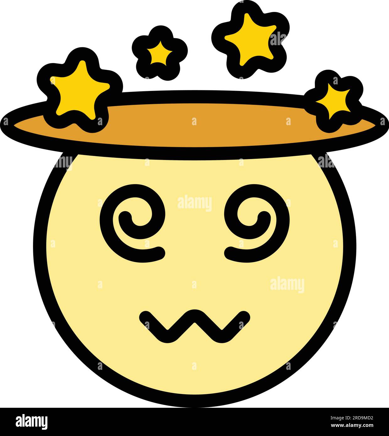 Dizziness emoji icon outline vector. Dizzy spiral. Sick face color flat ...