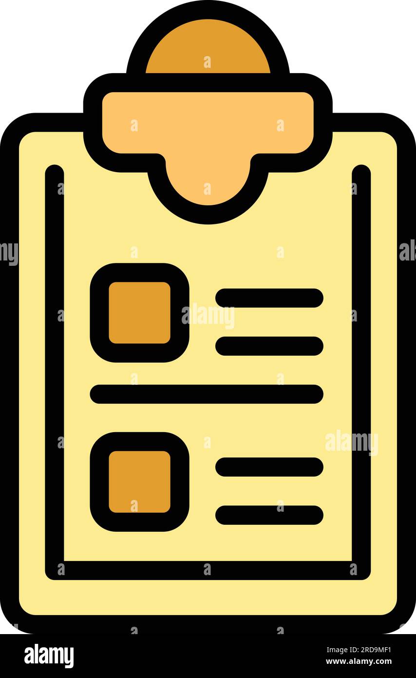 Task list icon outline vector. Checklist document. Form inventory color ...