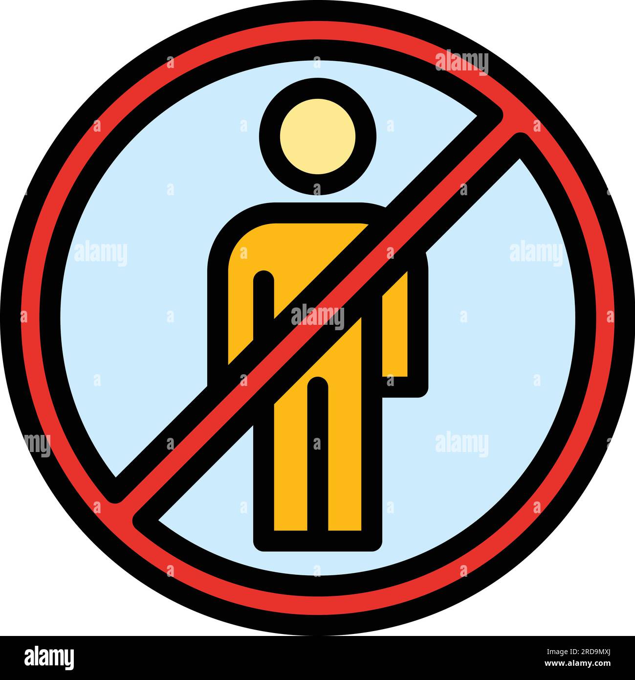 Avoid person icon outline vector. Social safety. People distance color ...