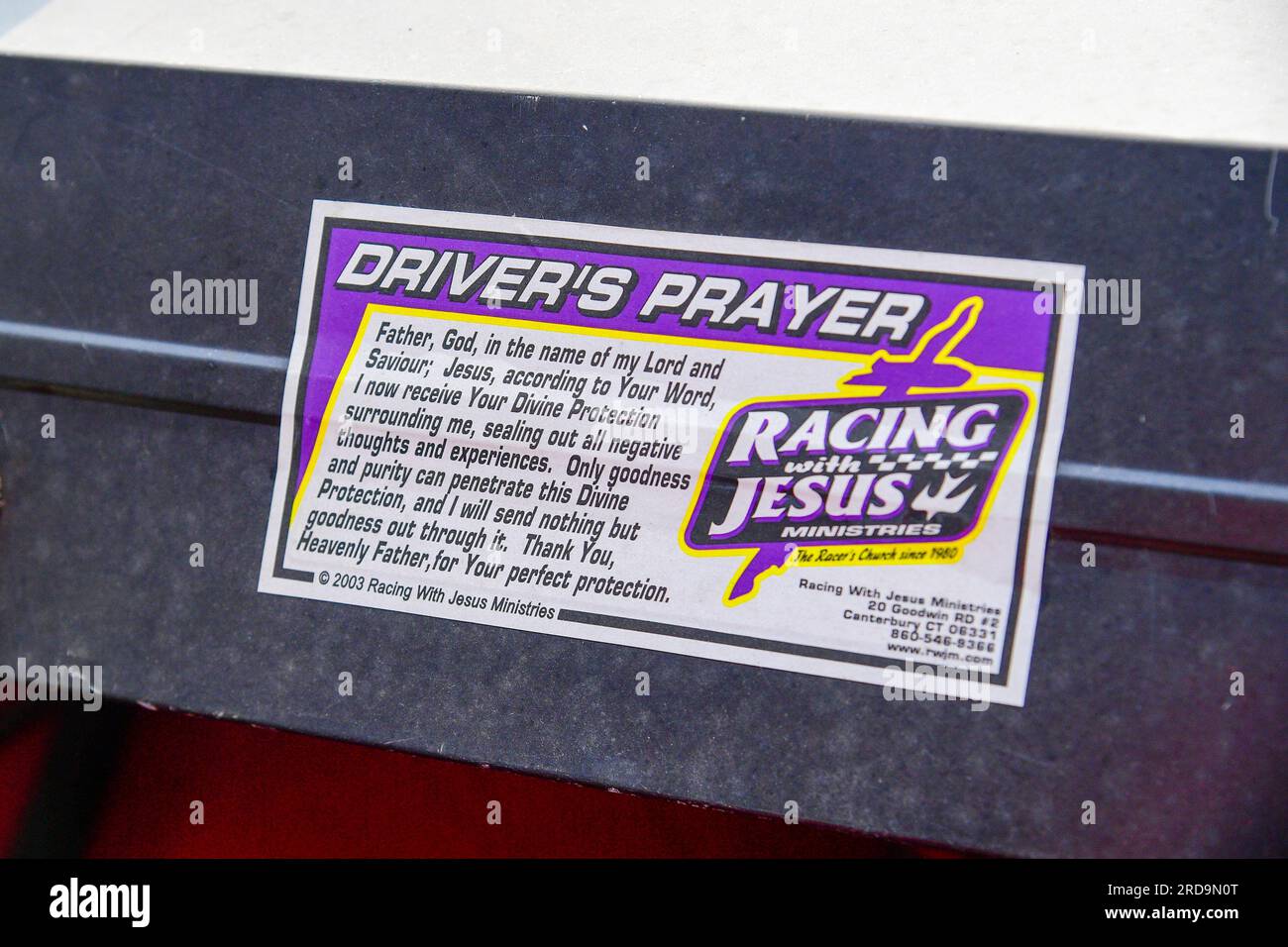 LOUDON, NH - JULY 17: A detail view of a Racing with Jesus Ministries ...