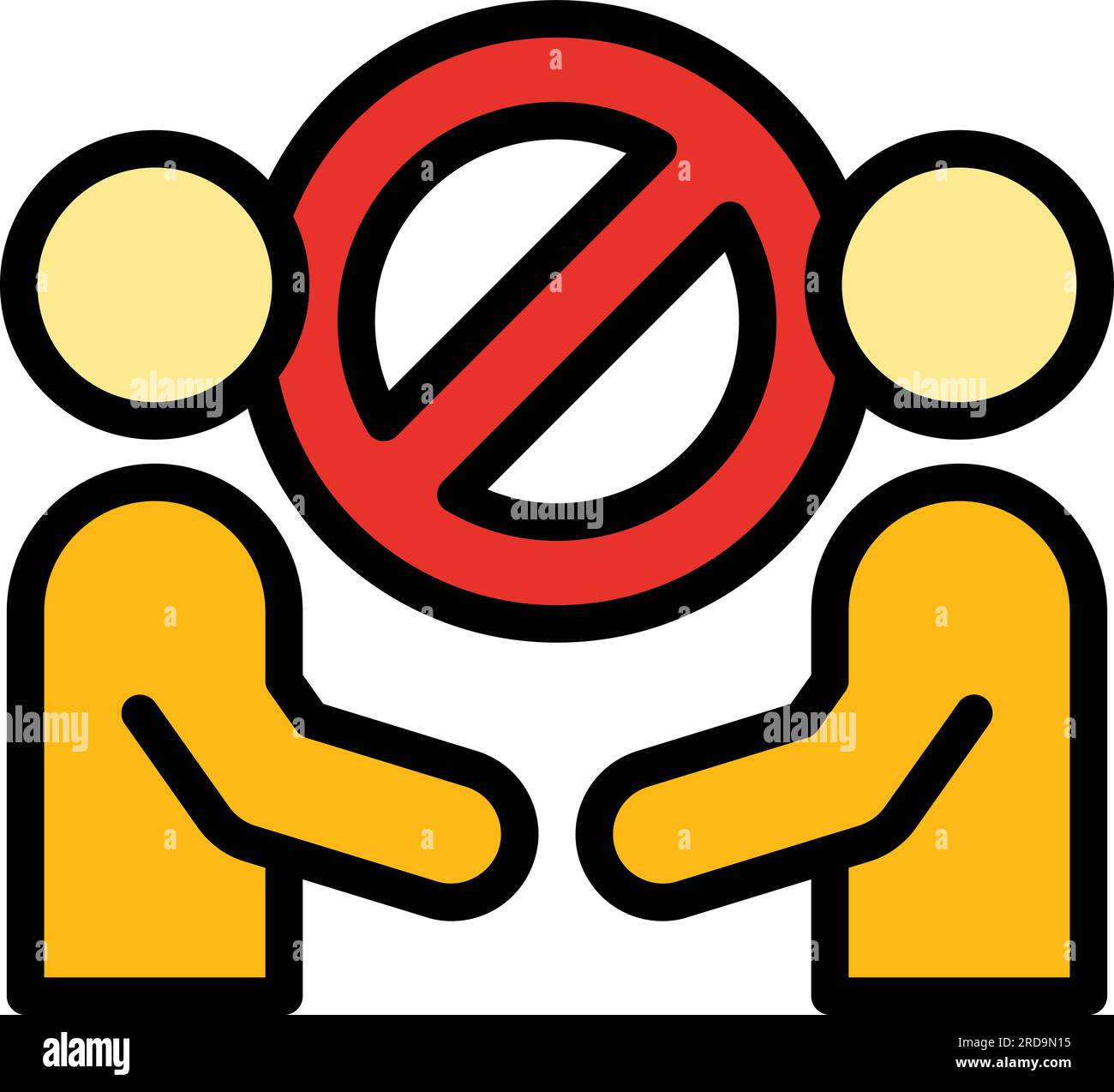 Contact forbidden icon outline vector. Ban handshake. Avoid corona ...