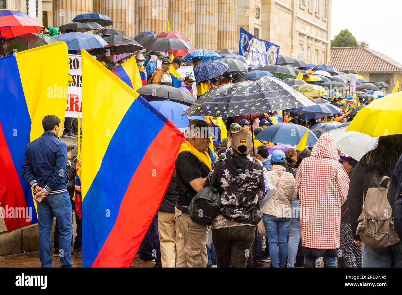 BOGOTA, COLOMBIA - 19 JULY 2023. Peaceful protest of the members of the ...