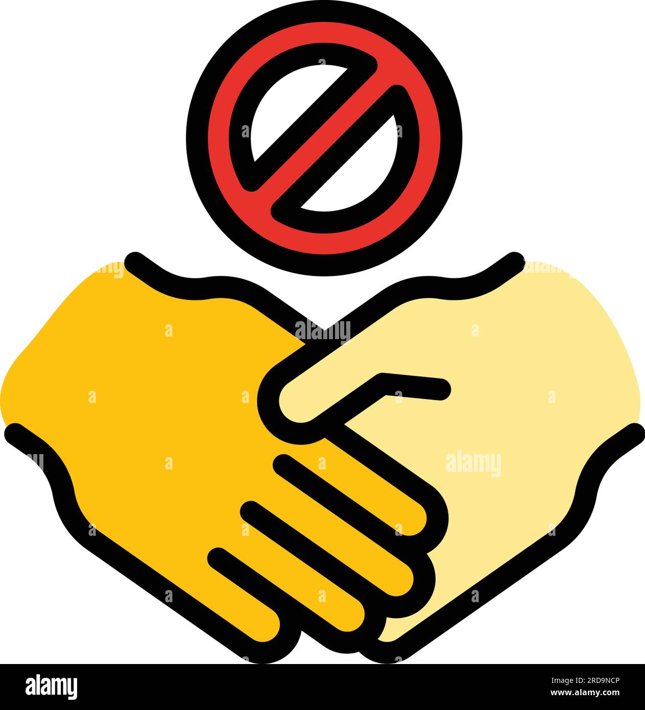No handshake icon outline vector. Corona prevention. Contact forbidden ...