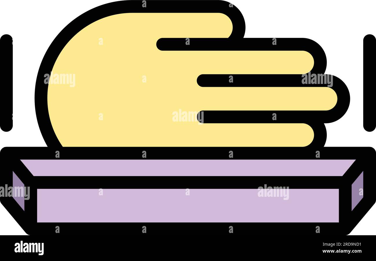 Handprint Recognition Icon Outline Vector Palm Scanner Biometric Scan Color Flat Stock Vector