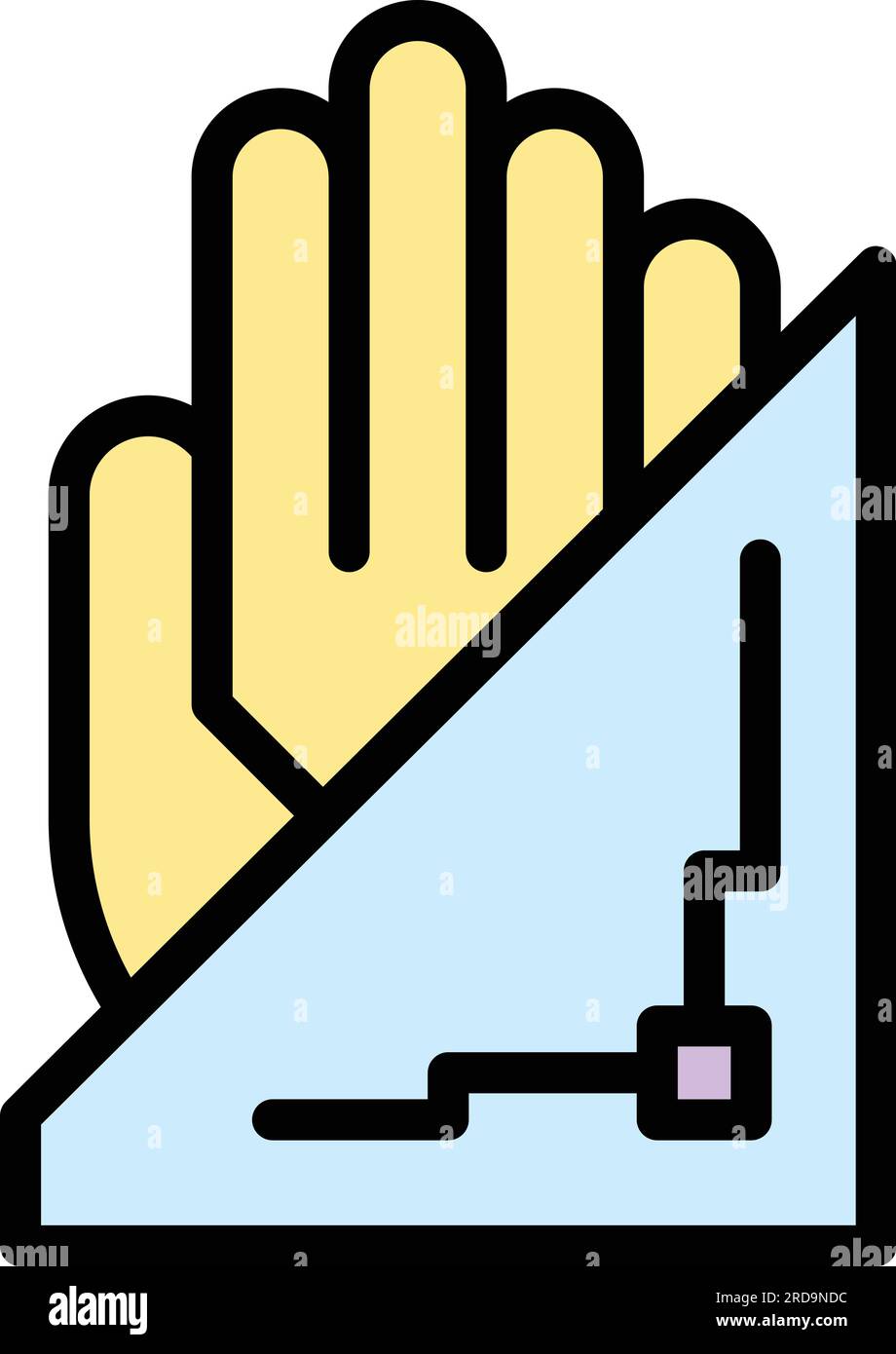Palm Scanning Technology Icon Outline Vector Hand Identification Scan Fingerprint Color Flat