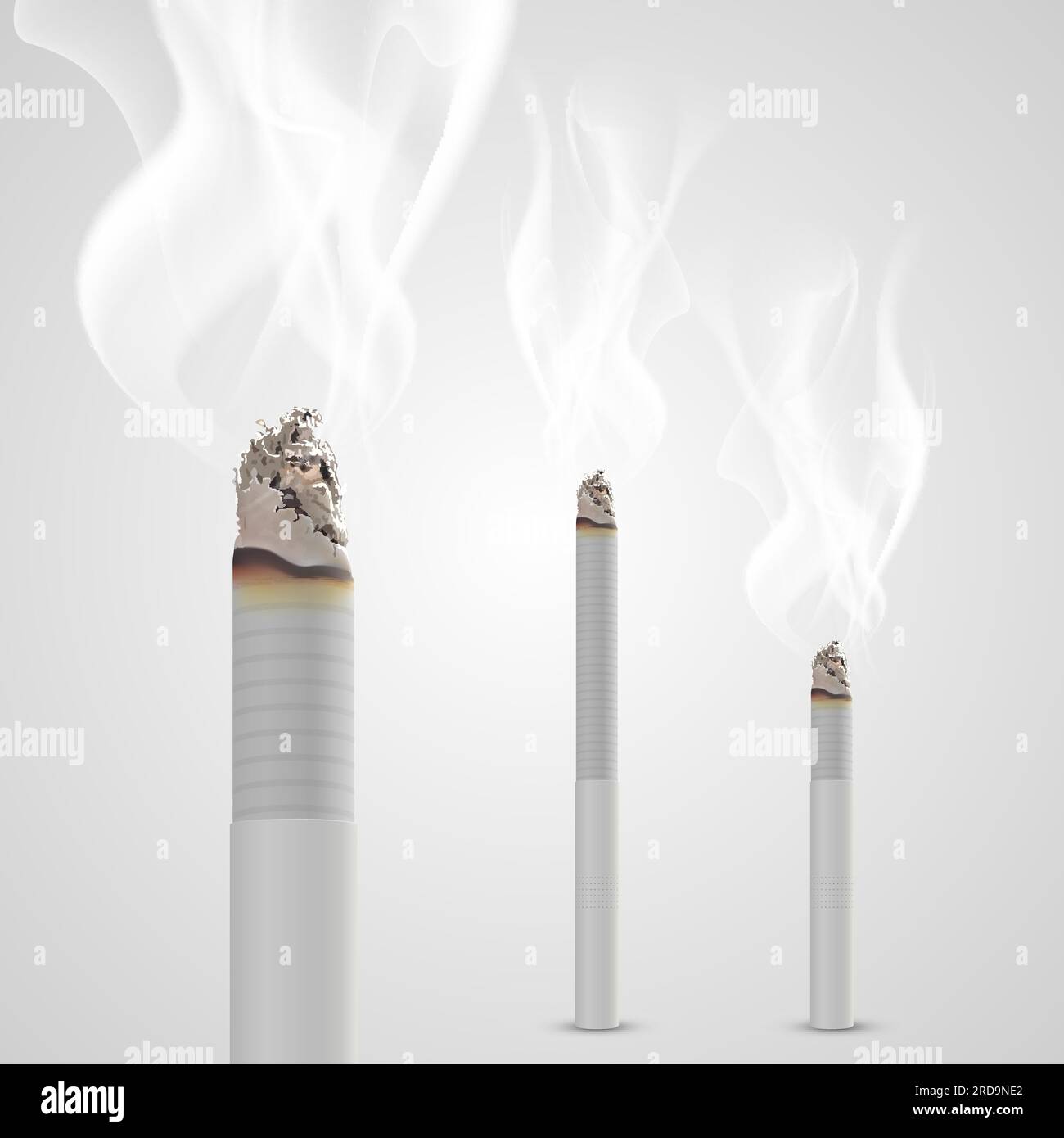 Smoldering cigarette with a smoke object. Vector illustration Stock ...