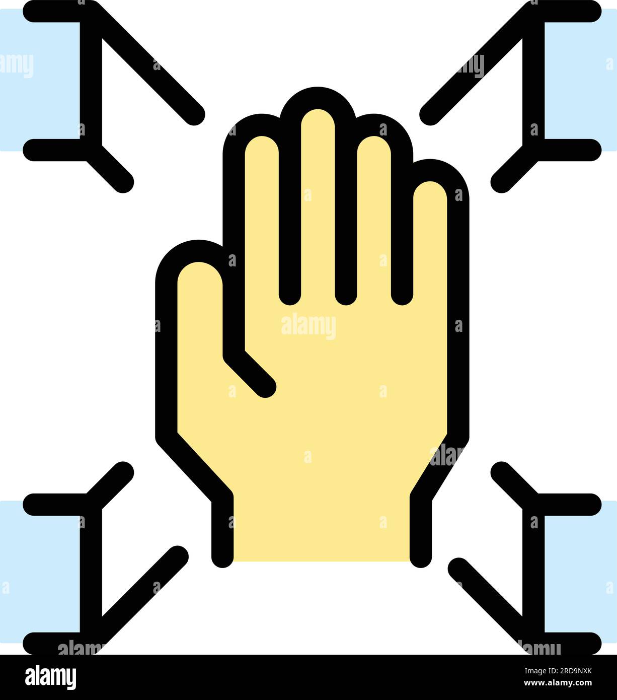 Digital Palm Scanning Icon Outline Vector Biometric Scan Hand