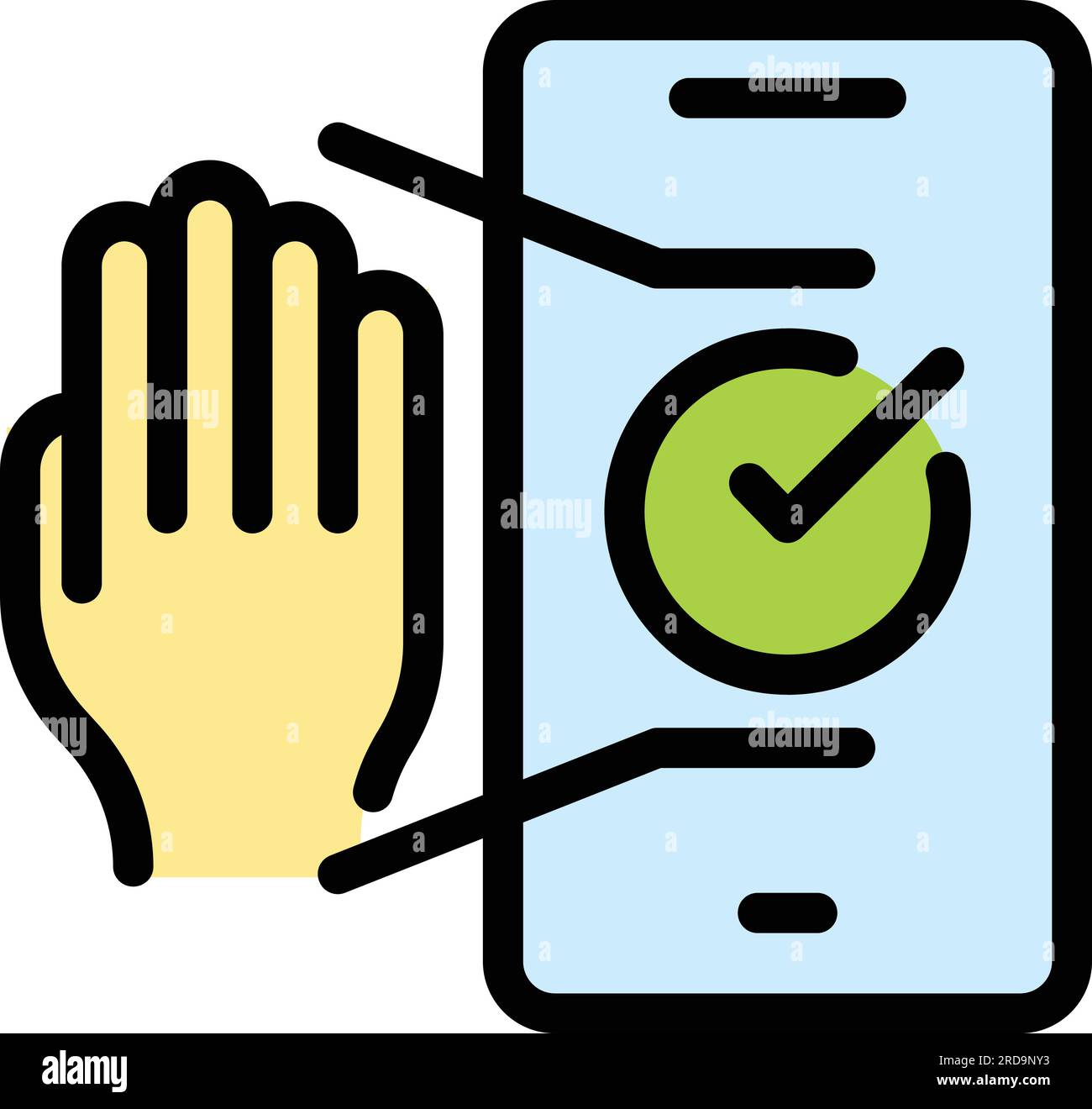 Phone palm scanning icon outline vector. Hand scan. Biometric ...