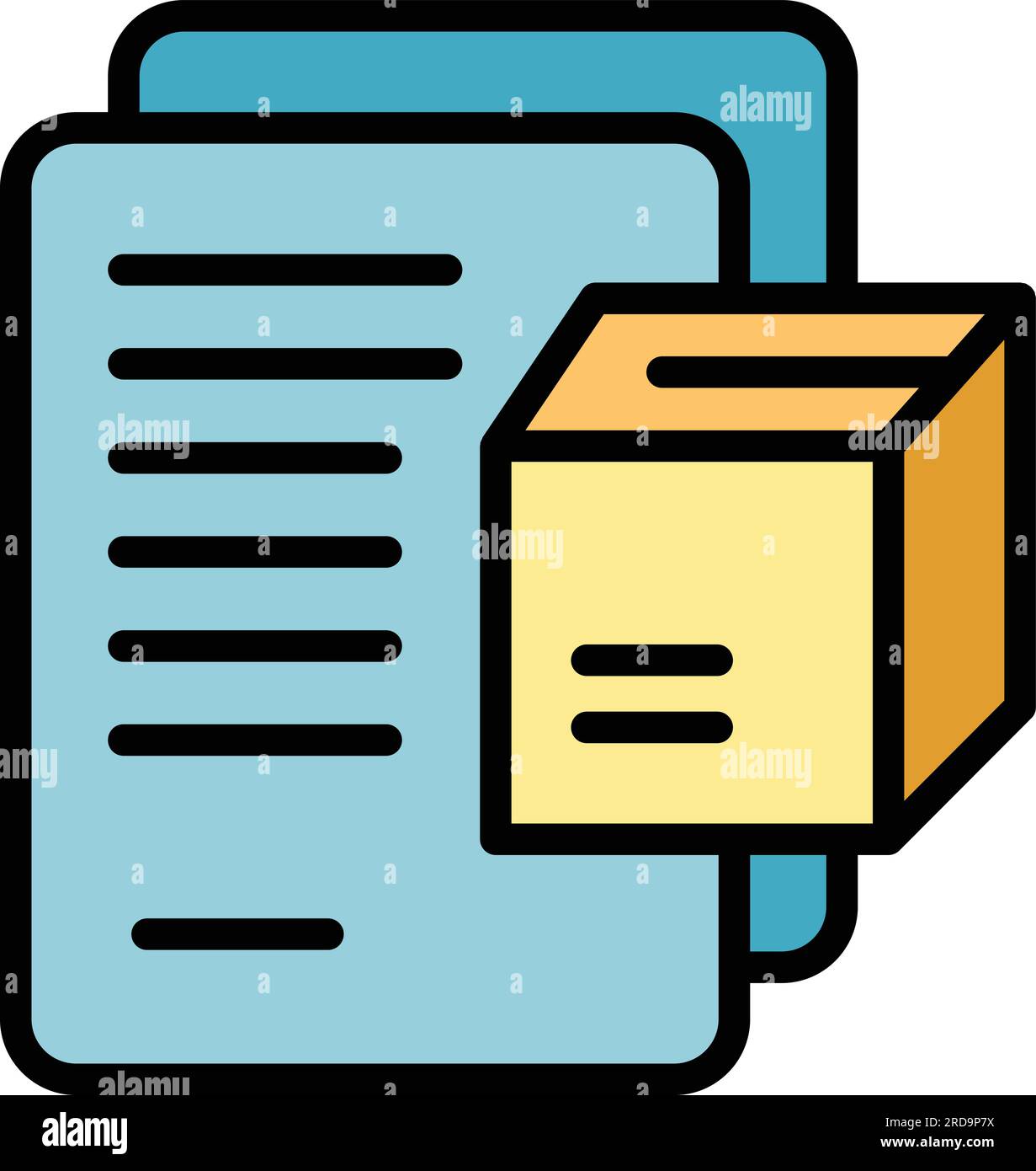 Parcel files icon outline vector. Delivery box. Package shipment color ...