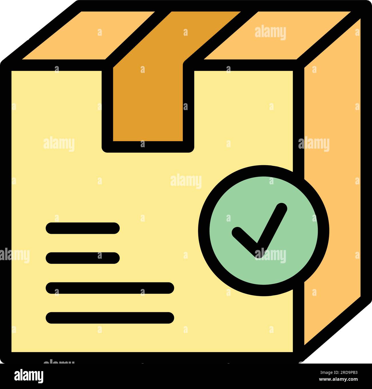 Tick package icon outline vector. Box parcel. Delivery service color ...