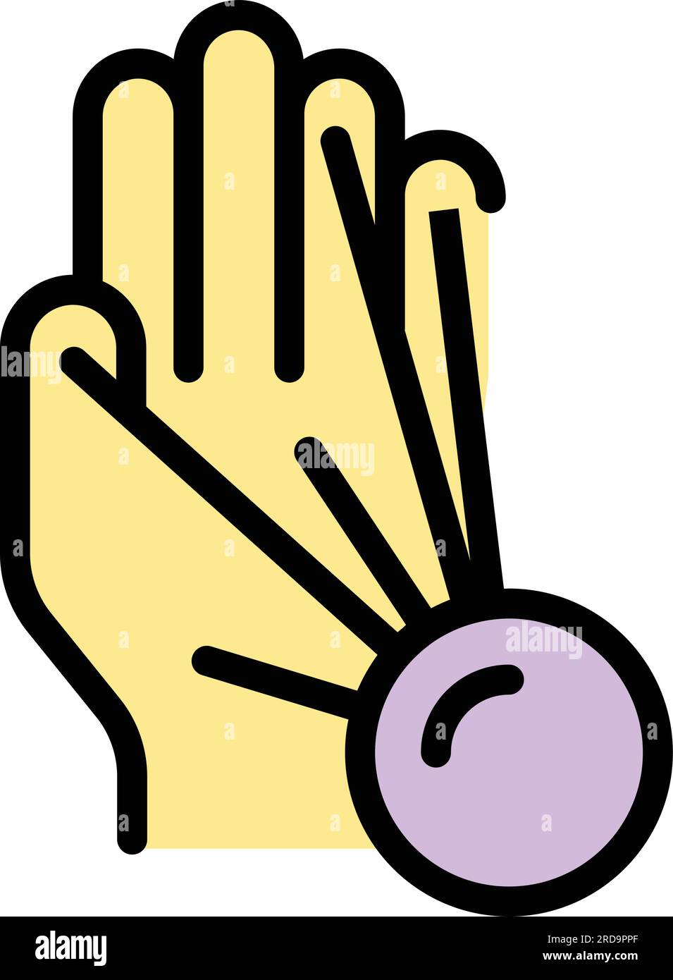 Sensor Palm Scanning Icon Outline Vector Biometric Scan Hand Recognition Color Flat Stock
