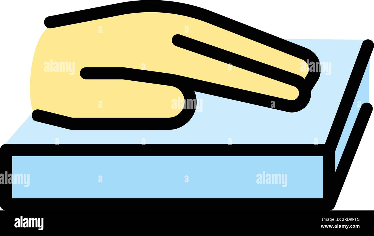 Hand Scanner Icon Outline Vector Scan Reader Palm Identification Color Flat Stock Vector Image