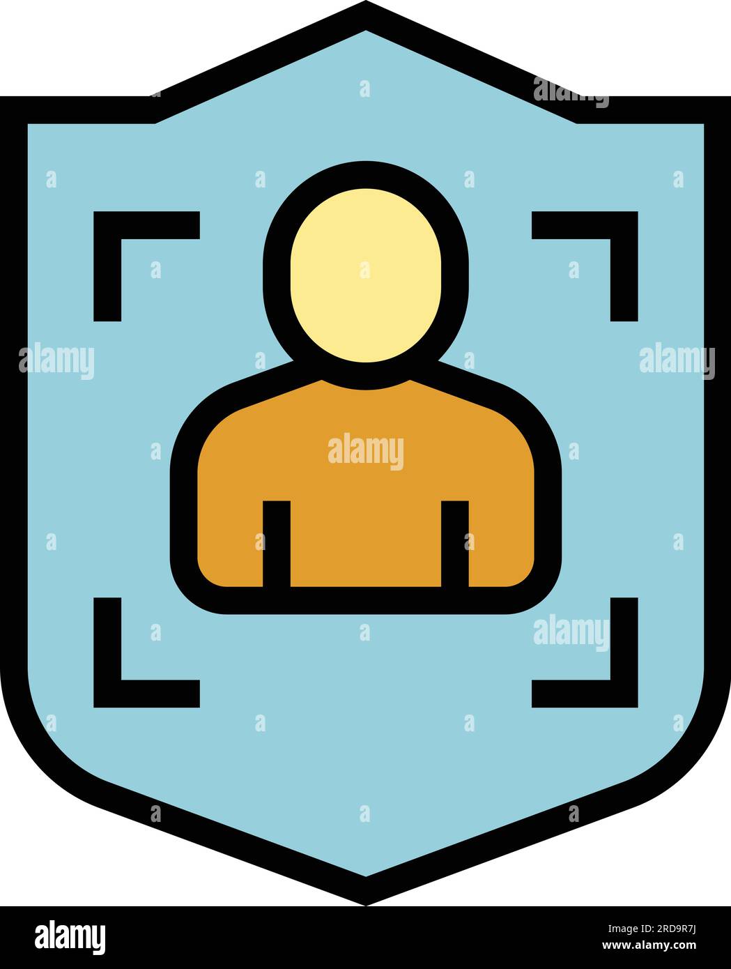 Shield biometric identification icon outline vector. Digital scan ... Shield biometric identification icon outline vector. Digital scan ...
