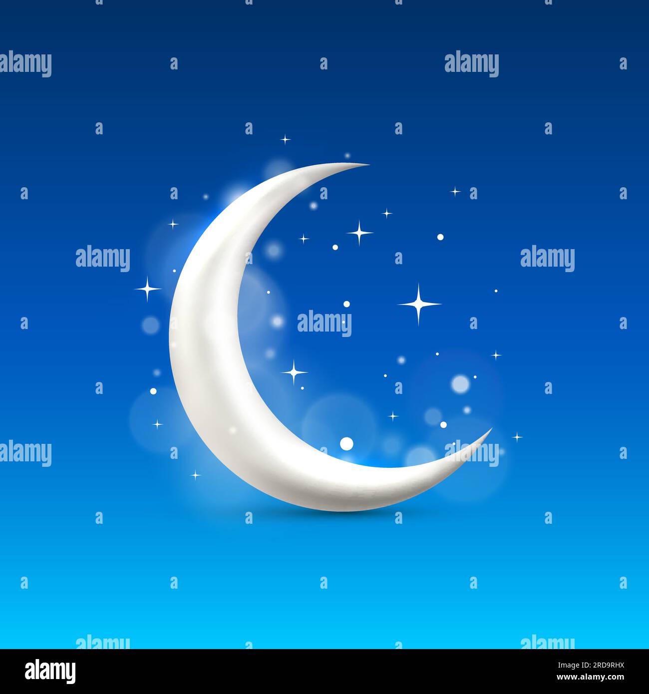 Moon sign icon on the night sky background. Vector illustration Stock ...