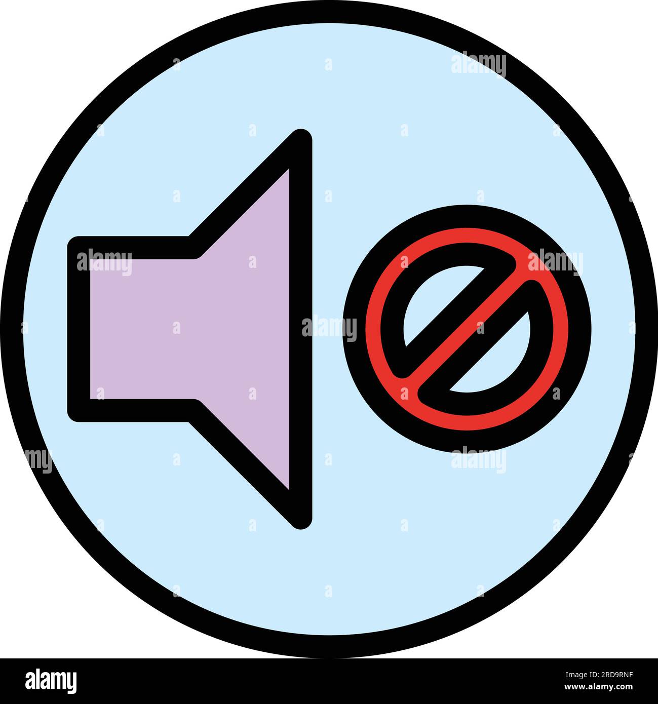 No sound icon outline vector. Mute audio. Silence volume color flat ...
