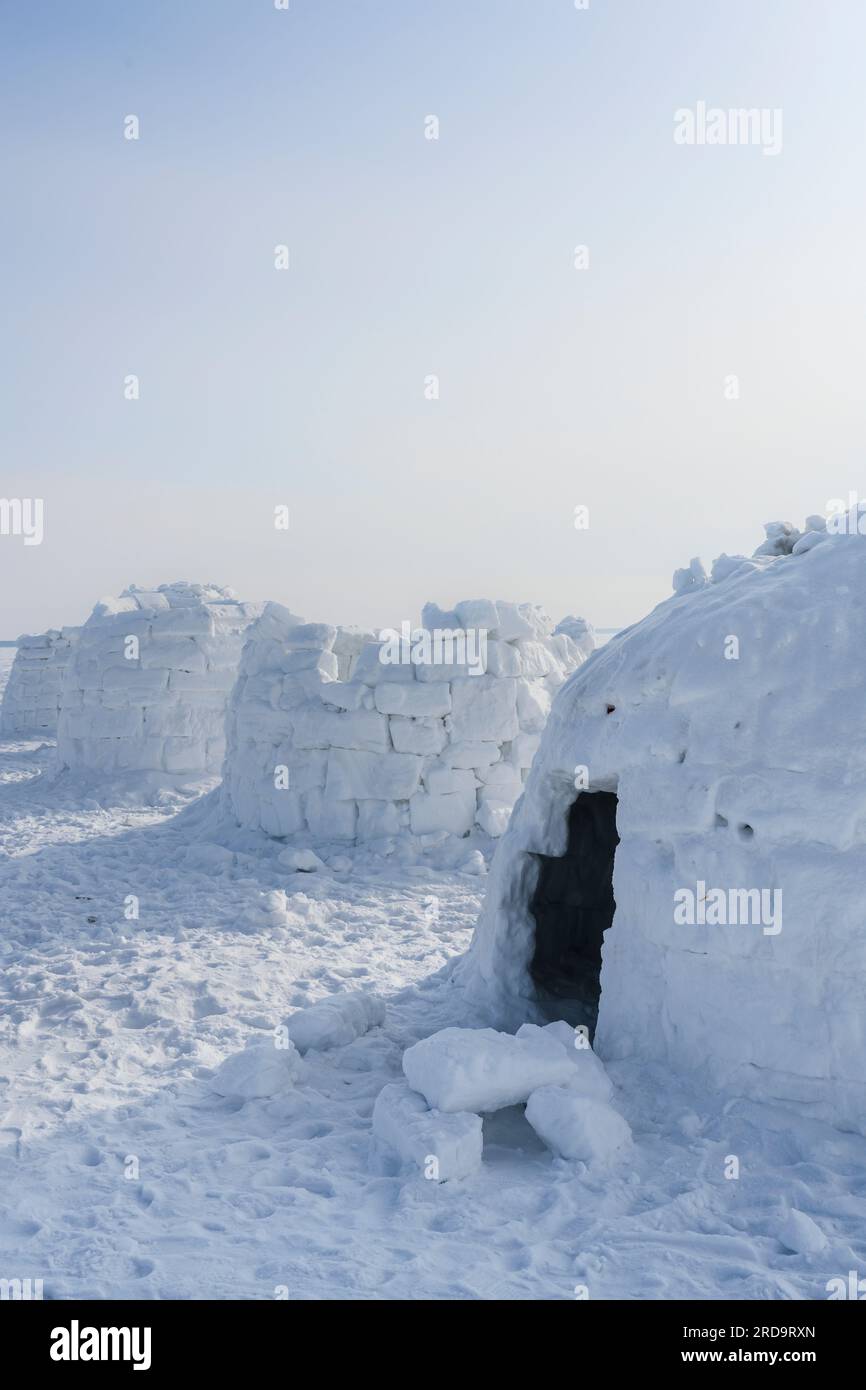 Igloo, a national shelter from the cold of the northern peoples, made of snow bricks Stock Photo ...