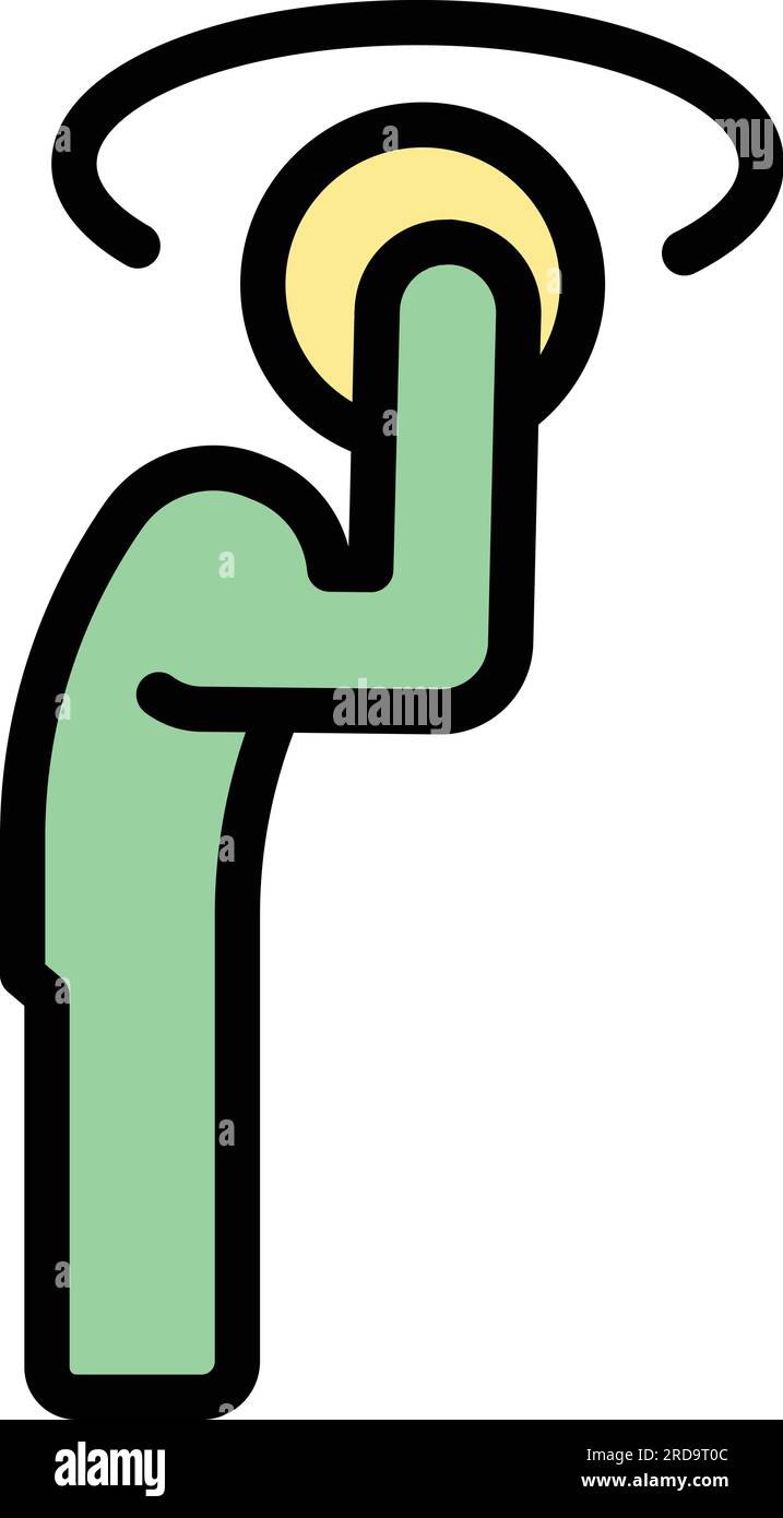 Human dizziness icon outline vector. Tired brain. Dizzy anxiety color ...